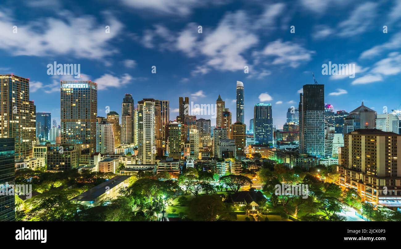 high-rise buildings cityscape near Witthayu road at night in Bangkok ... high-rise buildings cityscape near Witthayu road at night in Bangkok ...