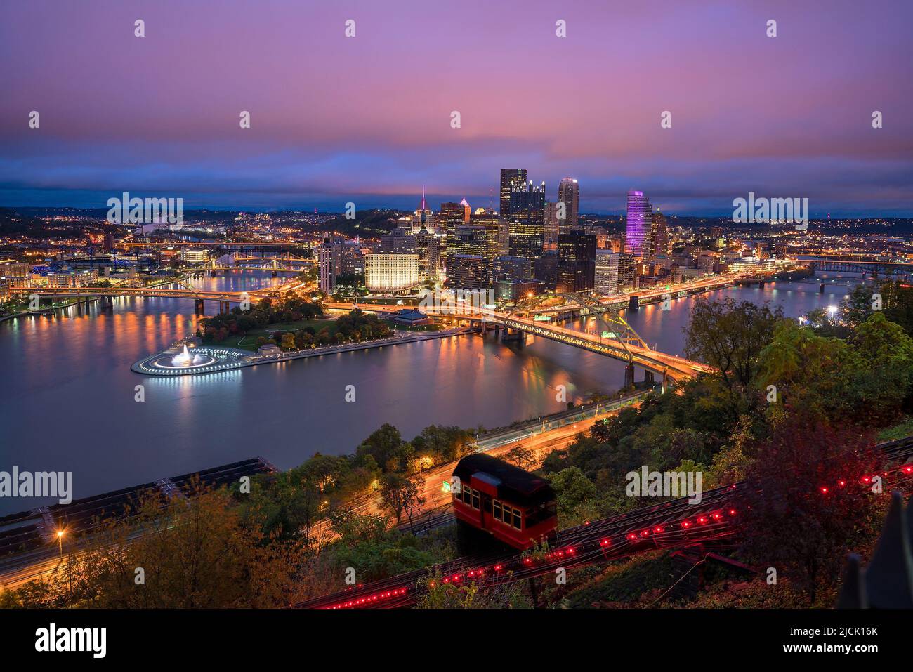 View of downtown Pittsburgh from top of the Duquesne Incline, Mount ...