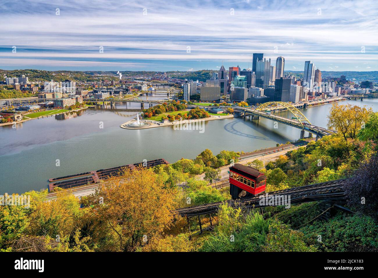 View of downtown Pittsburgh from top of the Duquesne Incline, Mount ...