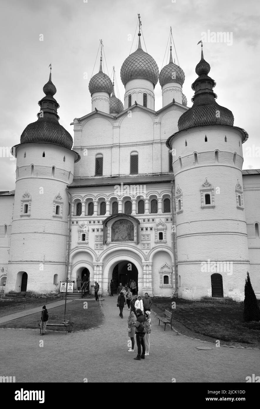 Rostov, Yaroslavl region, Russia, 05.04.2022. The white-stone Rostov ...