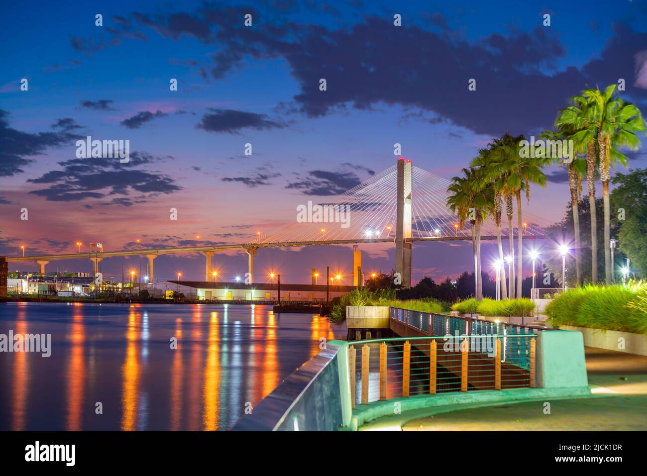 Talmadge Memorial Bridge over Savannah River in Georgia USA at twilight ...