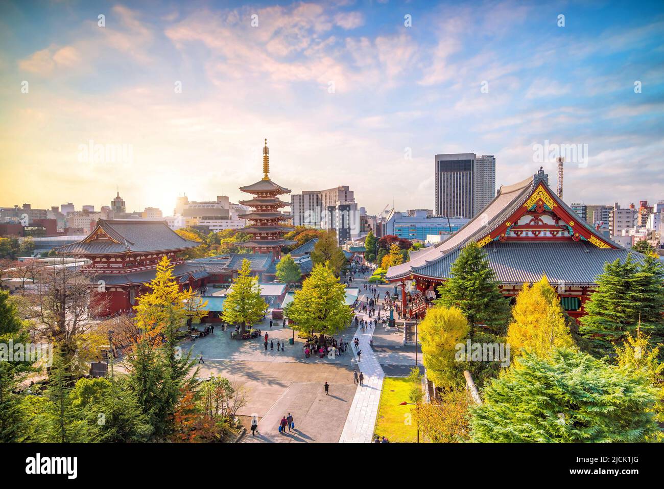 Sensoji Temple from top view, located in Asakusa district, Tokyo, Japan ...