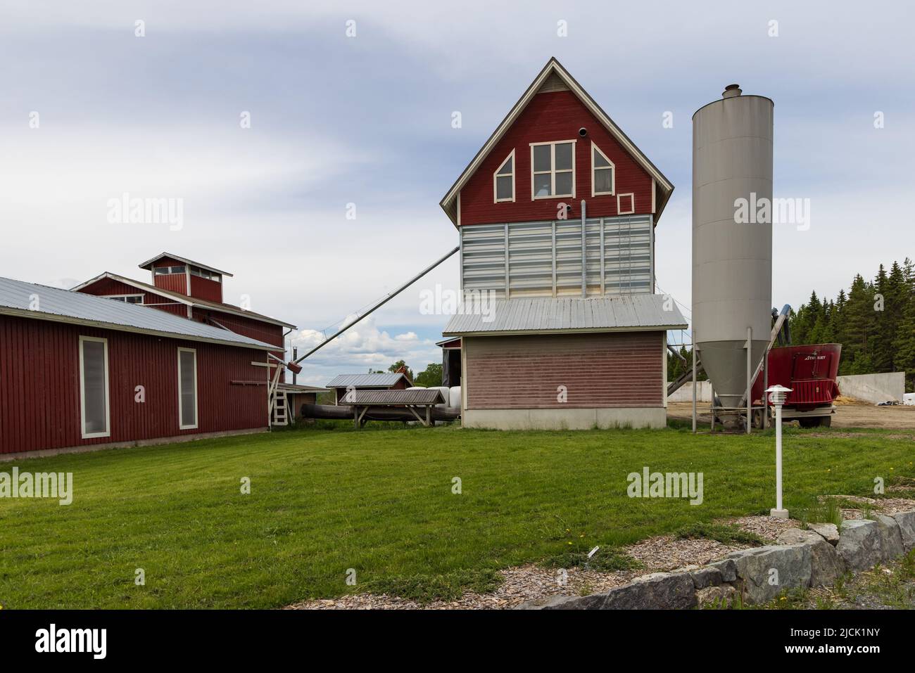 Silo at Modern dariy farm in Northern Sevonia in Finland Stock Photo ...