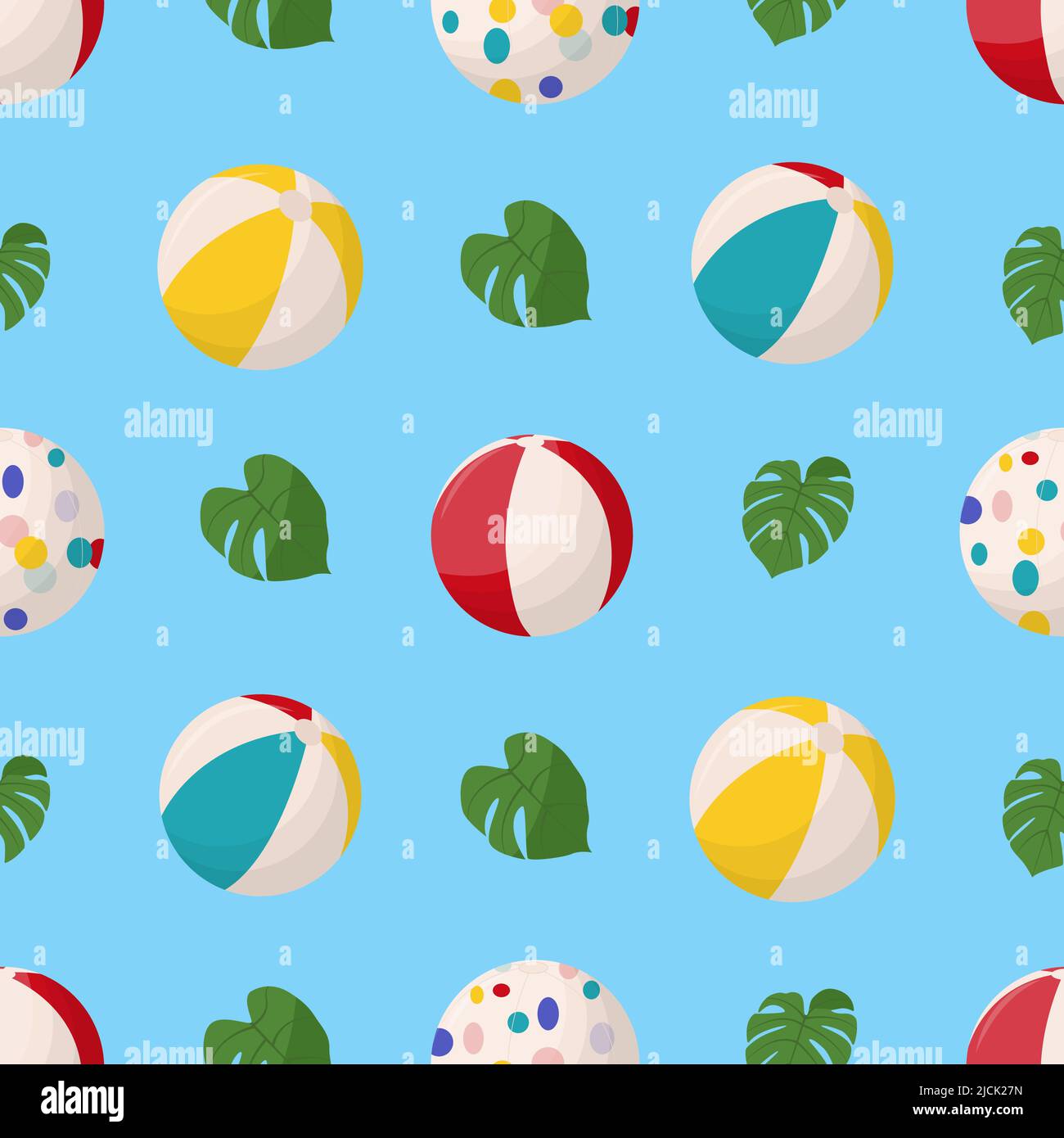Colorful beach balls seamless pattern. Beach balls in multiple colors ...