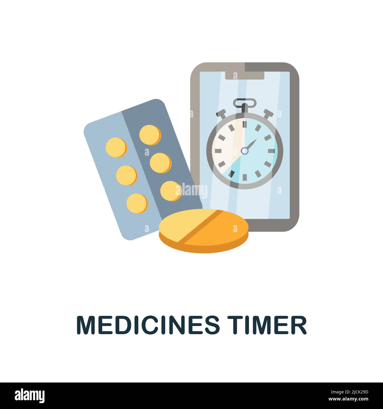 Medicines Timer flat icon. Colored element sign from online medicine ...