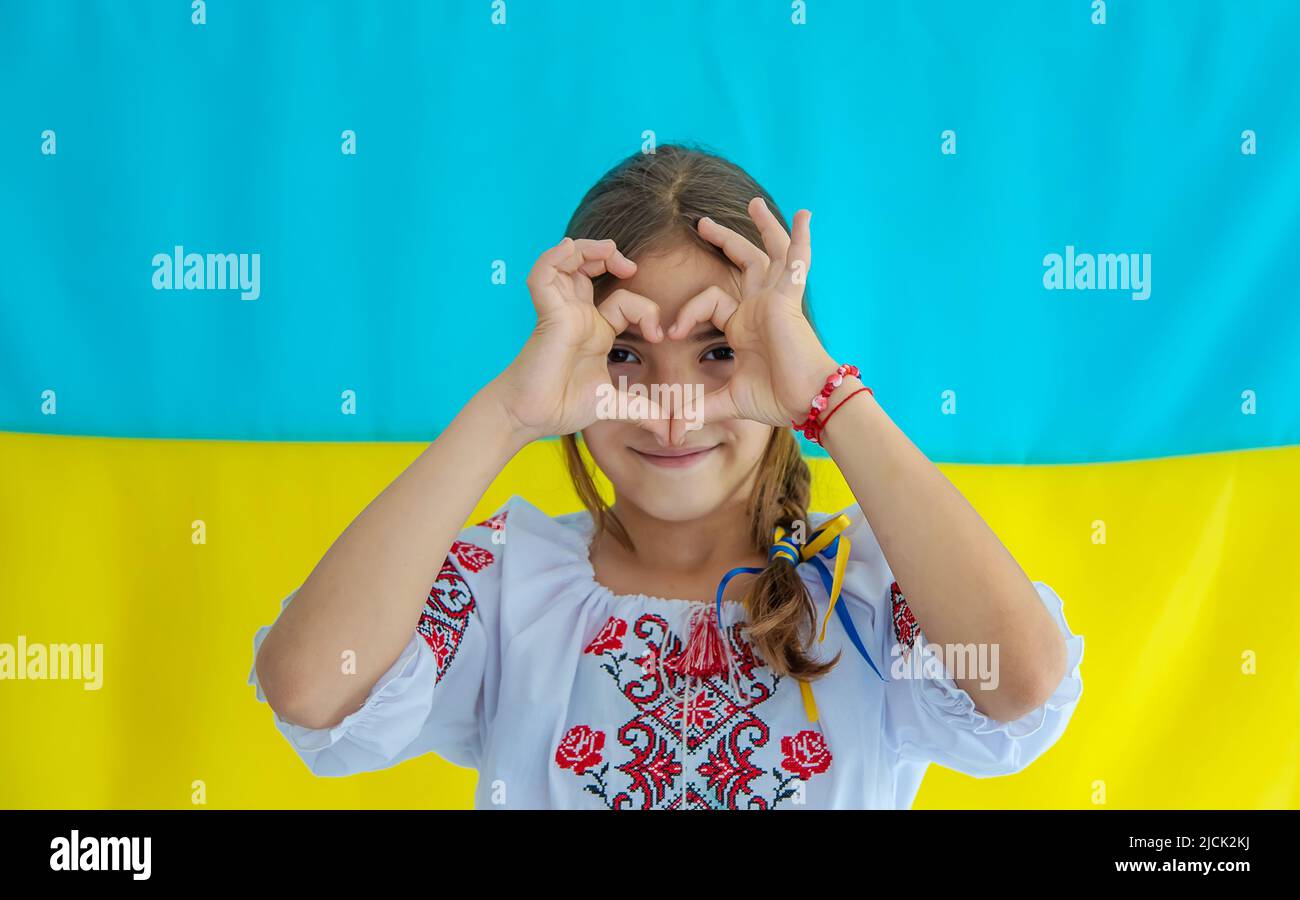 Ukrainian girl child in vyshyvanka. Selective focus Stock Photo - Alamy
