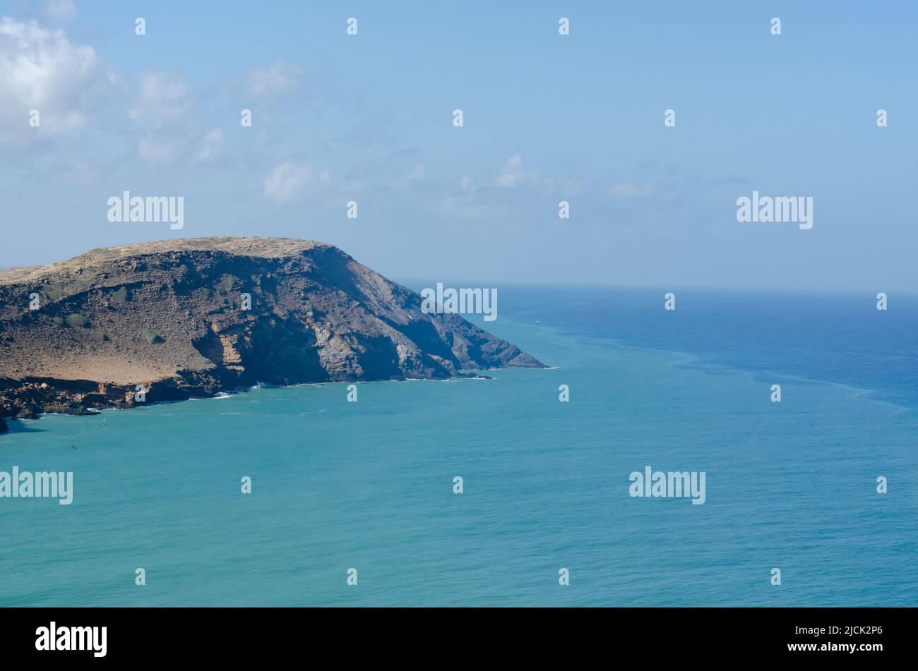 Landscape of the Colombian Caribbean coast in the Guajira desert with ...