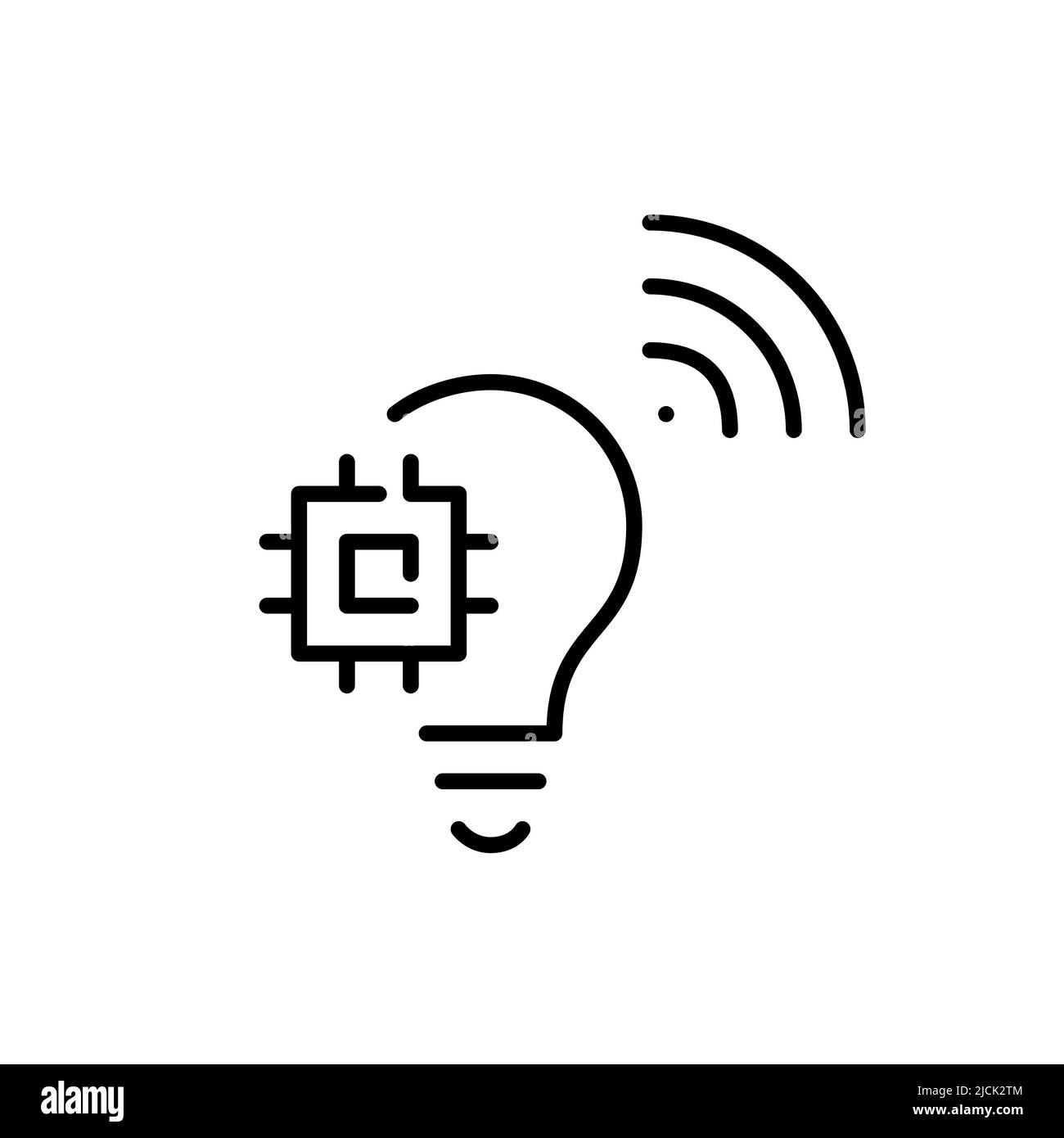 Smart light bulb. IOT CPU chip equipped electric appliance. Pixel ...