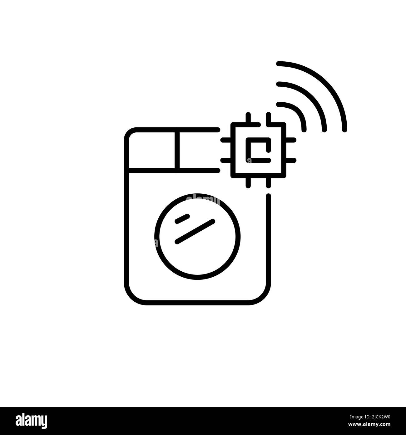 Washing machine CPU chip. Pixel perfect, editable stroke line icon ...