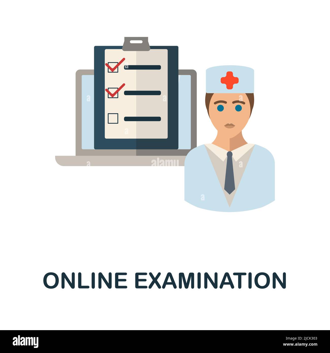 Online Examination flat icon. Colored element sign from online medicine ...