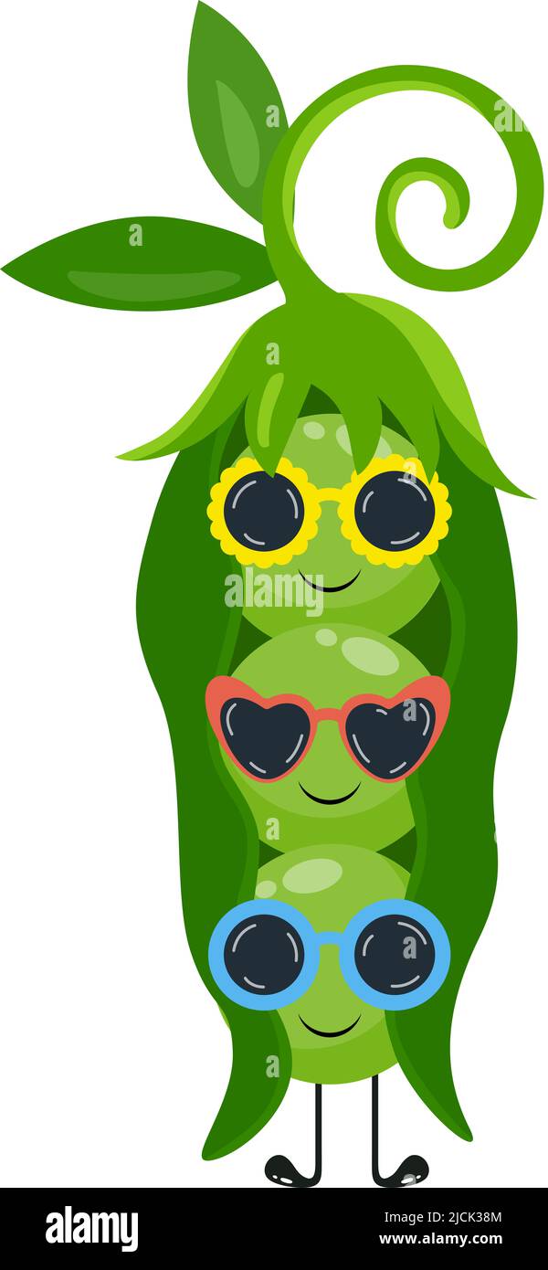 Funny green peas in a pod with sunglasses Stock Photo - Alamy