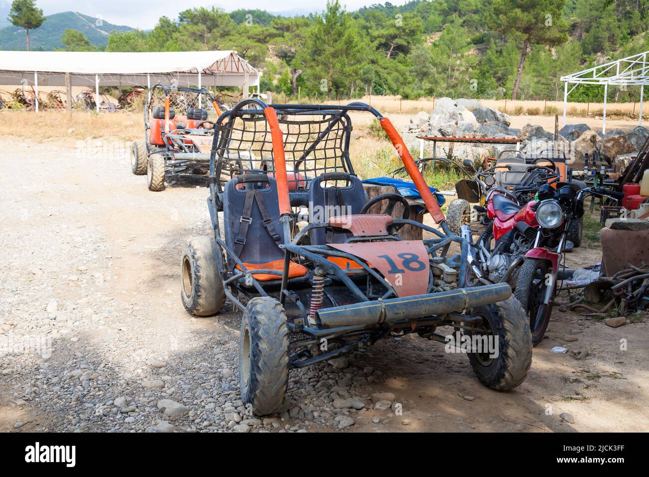 Kemer, TURKEY - June 10 2022: Buggy car for tourist excursions and ...