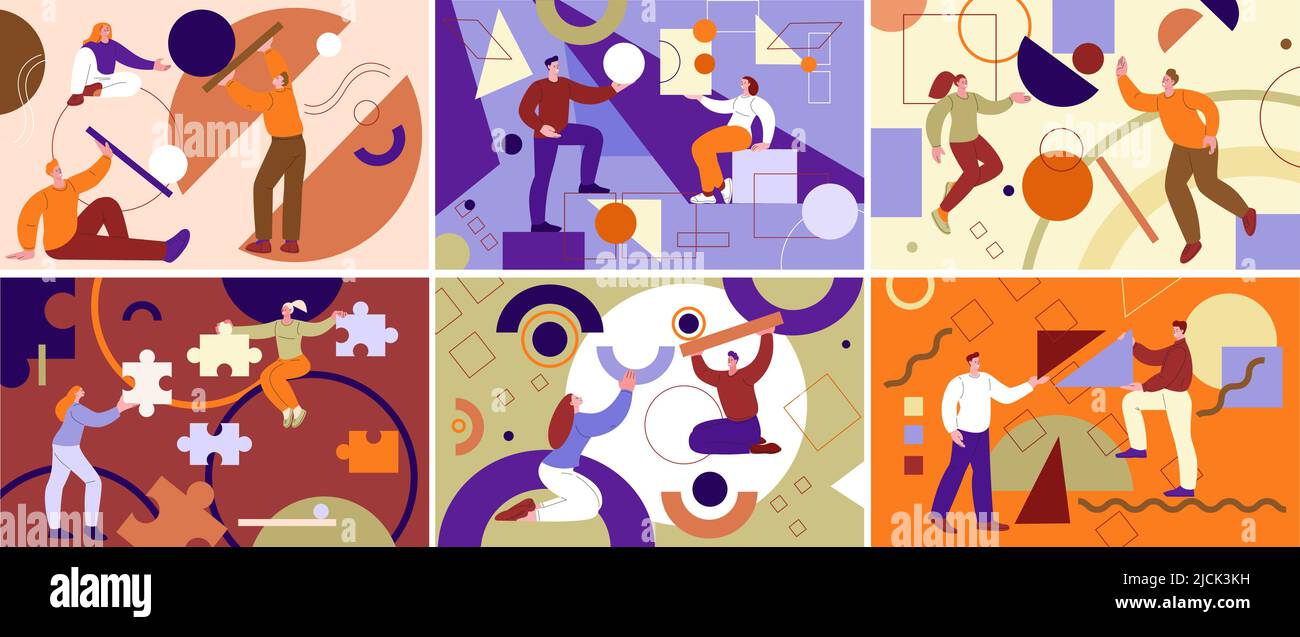 Collaborative business management. Employees collaboration, cartoon ...