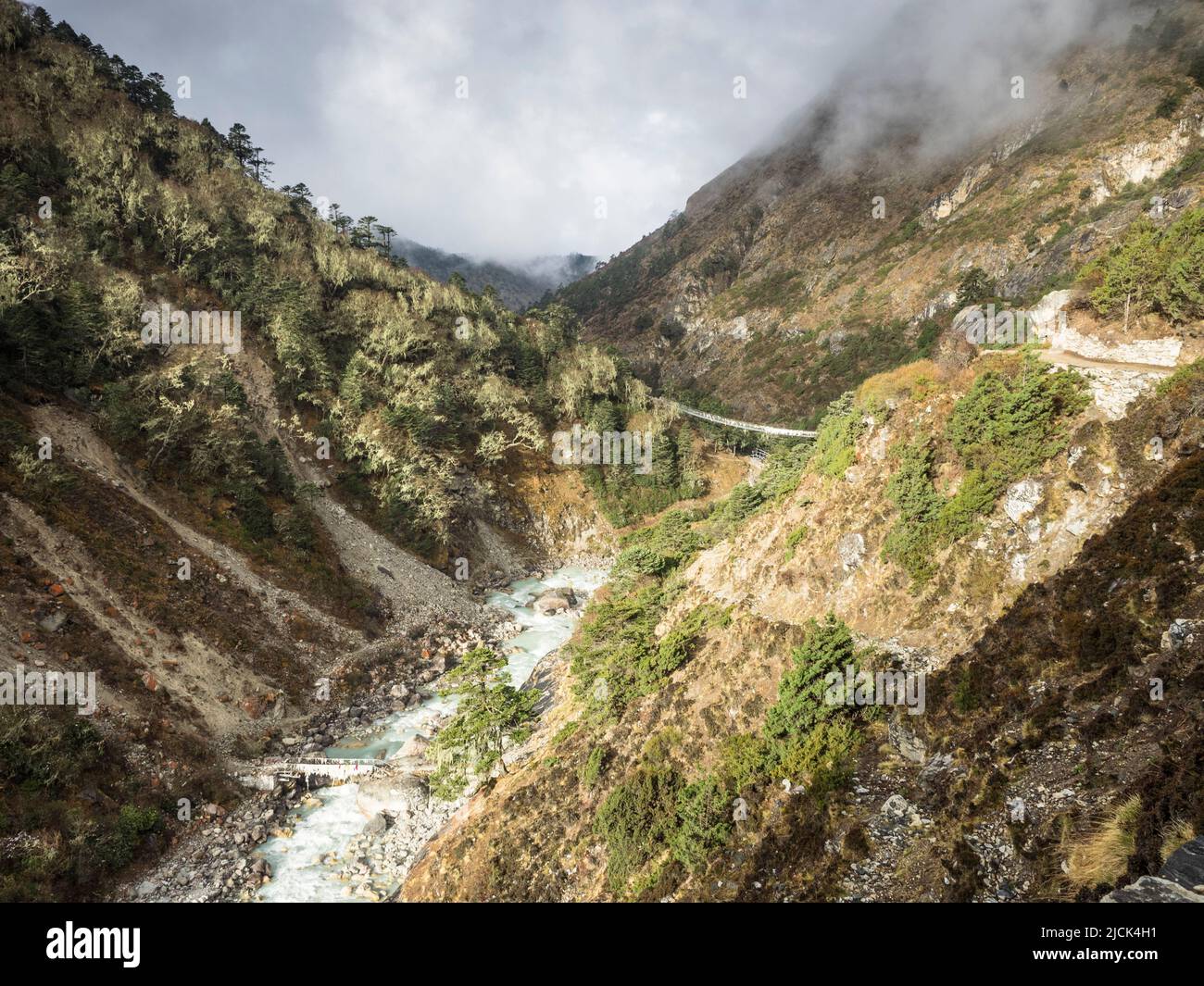 Bridge over the Imja Khola below Pangboche, Khumbu Stock Photo - Alamy