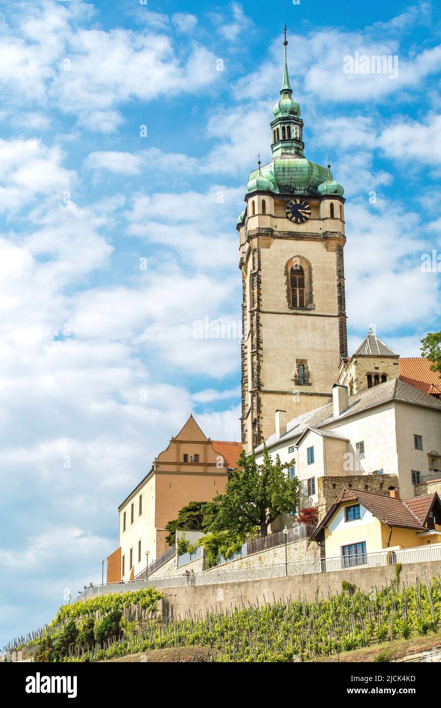MELNIK, CZECH REPUBLIC - JUNE 8, 2022: Melnik Castle on the hill above ...