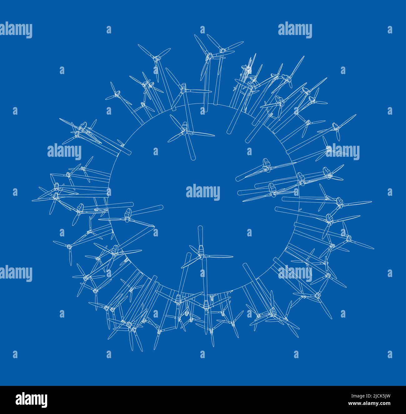 Electric wind turbines on round planet. Vector Stock Vector Image & Art ...