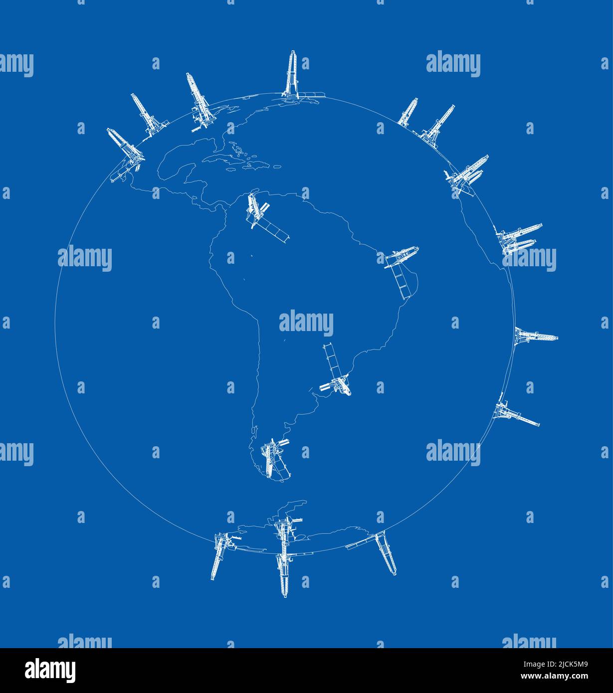 Oil rigs on Earth. Vector Stock Vector Image & Art - Alamy