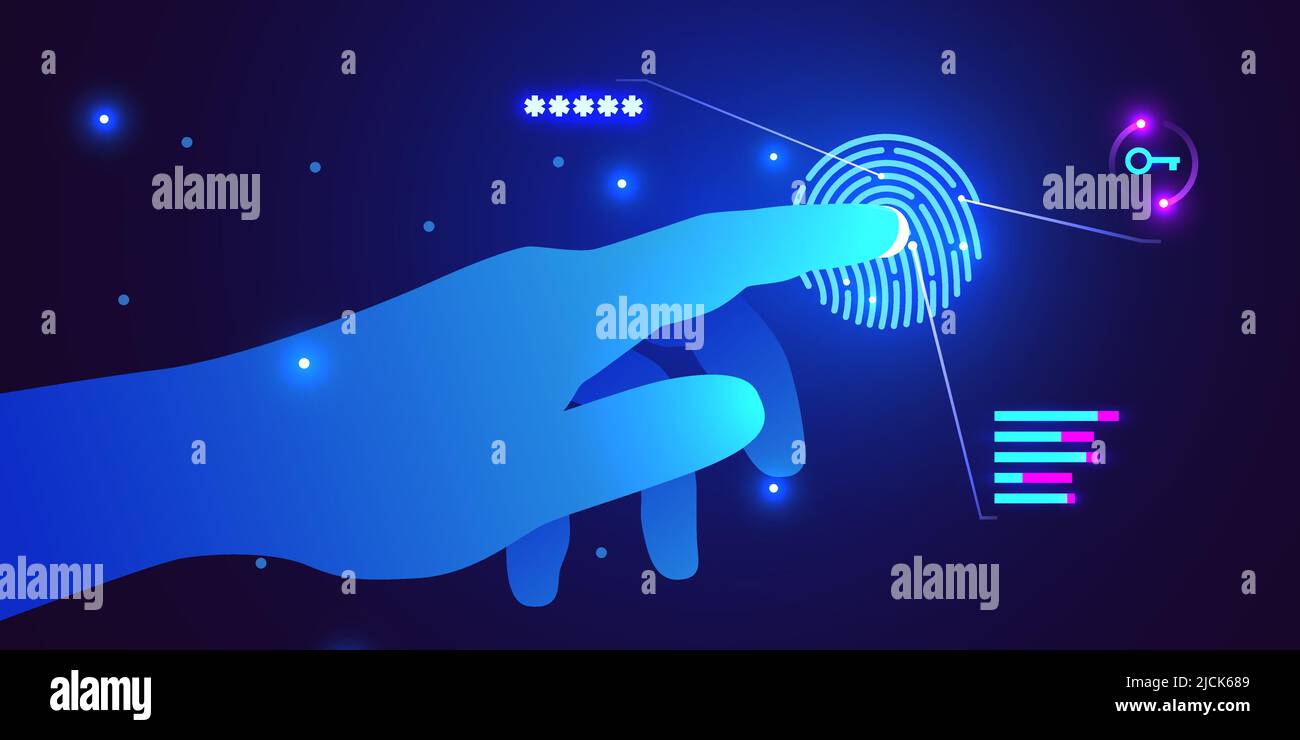 Hand Touch Fingerprint Scanner Biometrics Identify Authorization Data Protection And Security