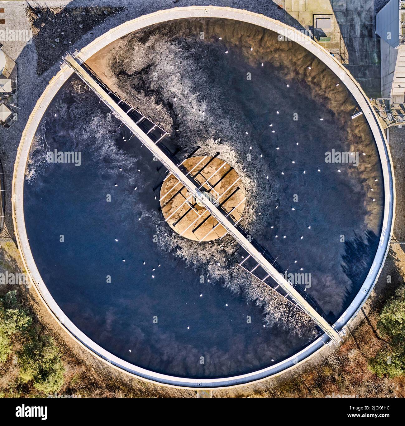 aerial view of Clarifier Tank type Sludge Recirculation in Water ...
