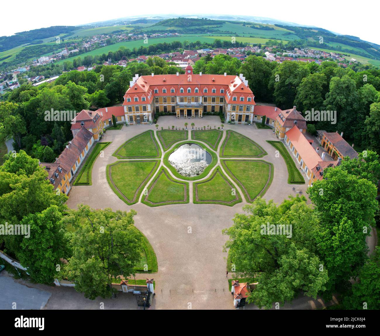 Aerial view, State chateau “Rajec nad Svitavou” in city “Rajec Jestrebi ...
