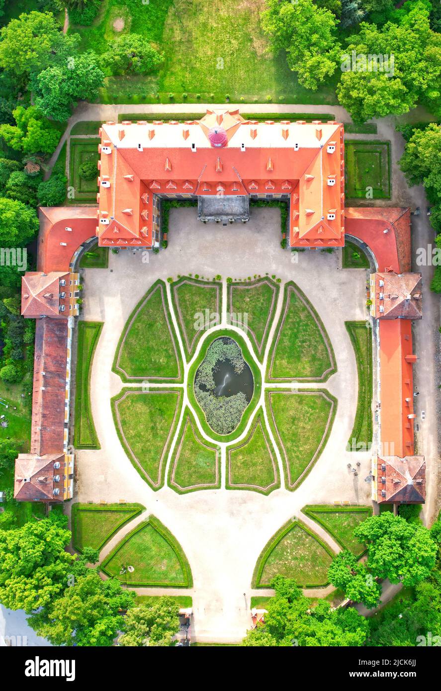 Aerial view, State chateau “Rajec nad Svitavou” in city “Rajec Jestrebi ...