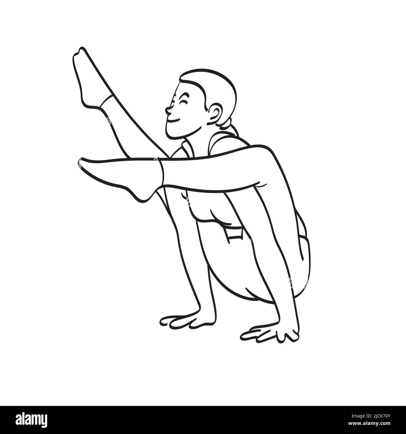 woman in a yoga or pilates pose illustration vector hand drawn isolated ...