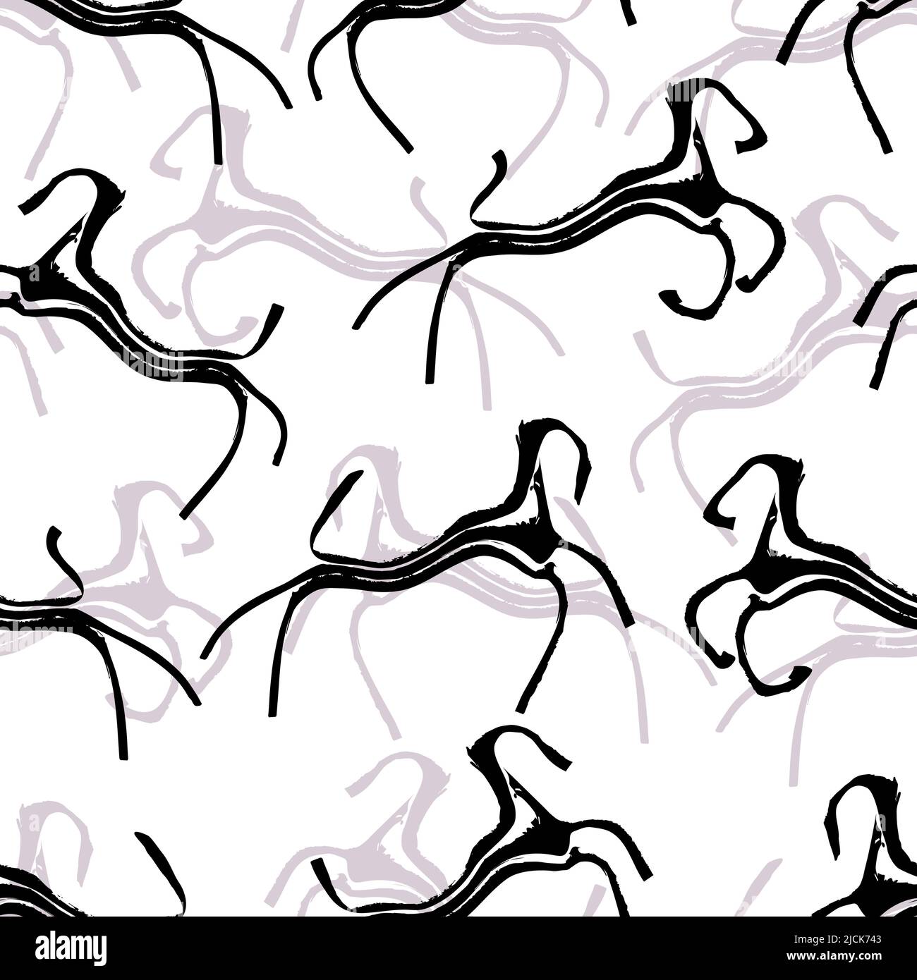 Prehistoric style horse cave art vector seamless pattern background ...