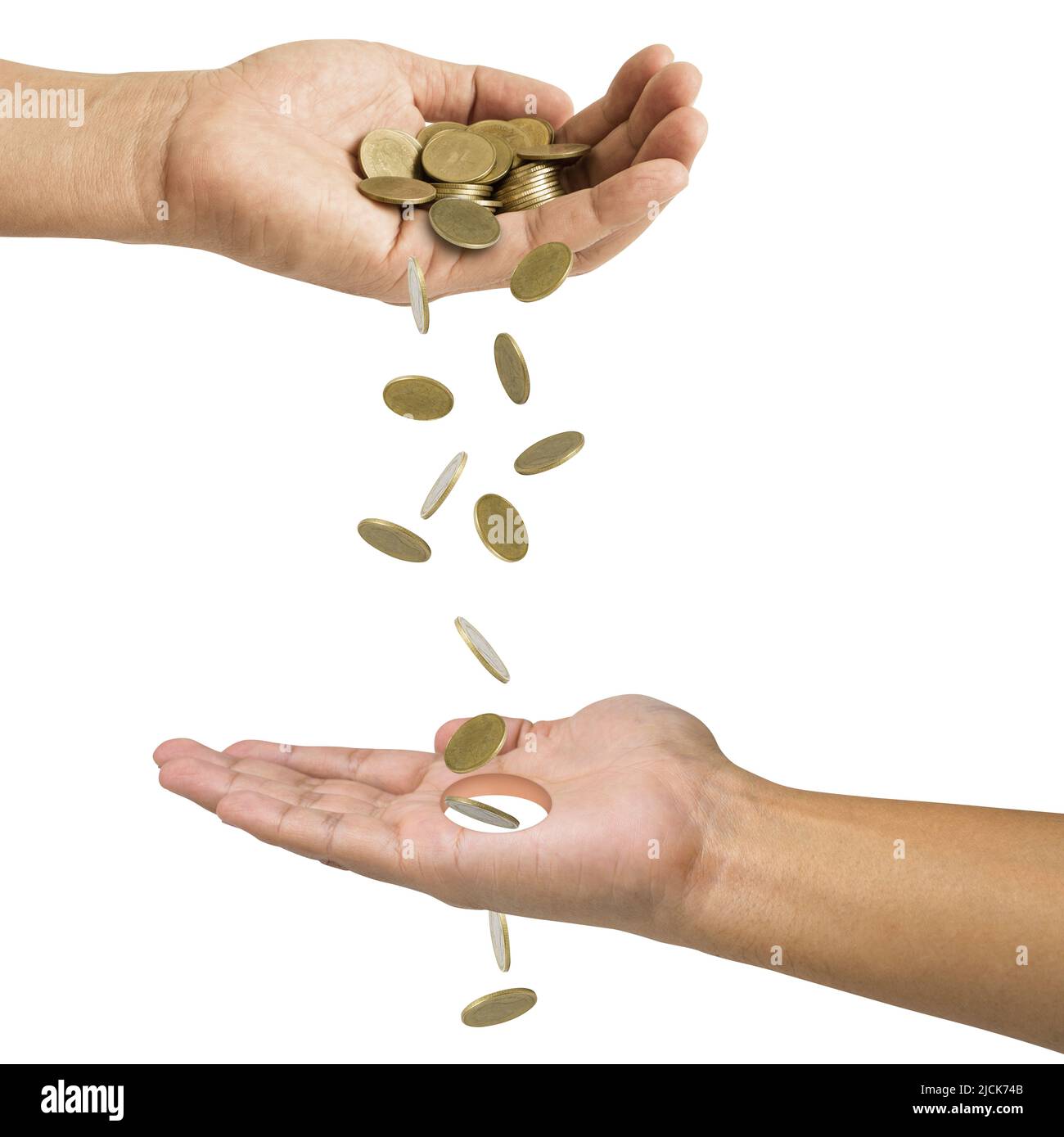 Capitalism concept. Earned money. Falling and disappearing coins ...