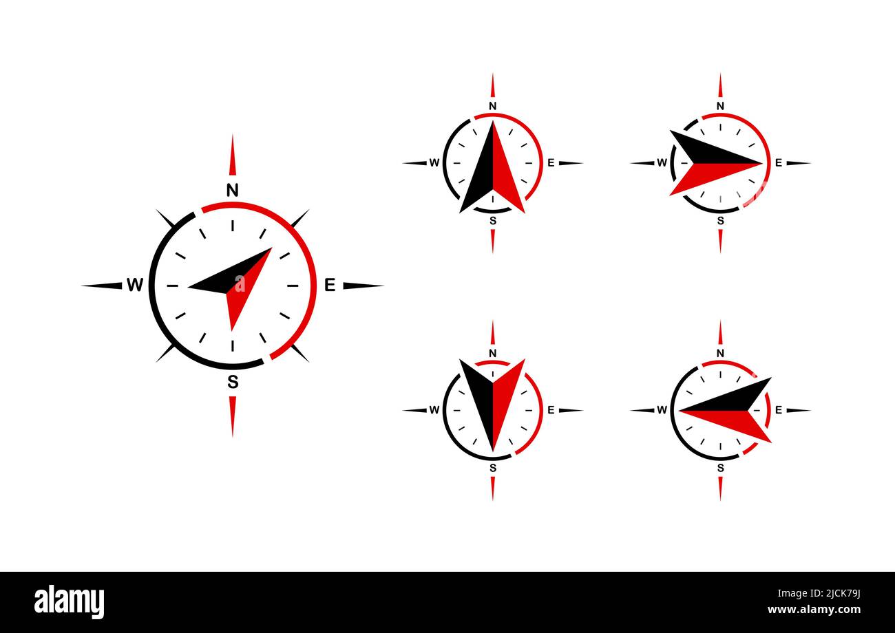 Navigation thin vector set icon. Compass, tourism and travel related ...