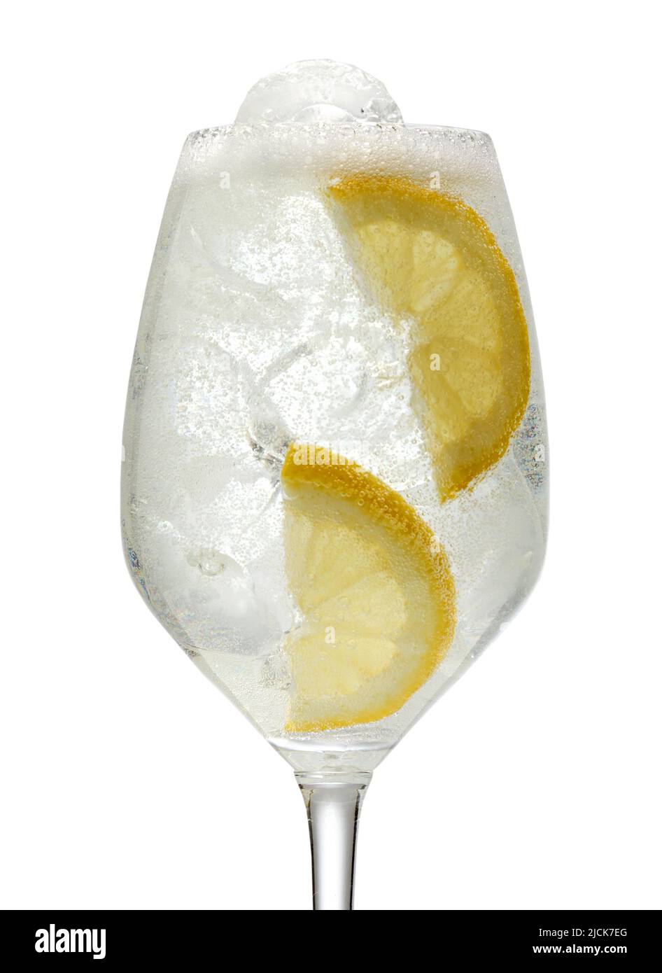 glass of lemon spritz cocktail isolated on white background Stock Photo ...