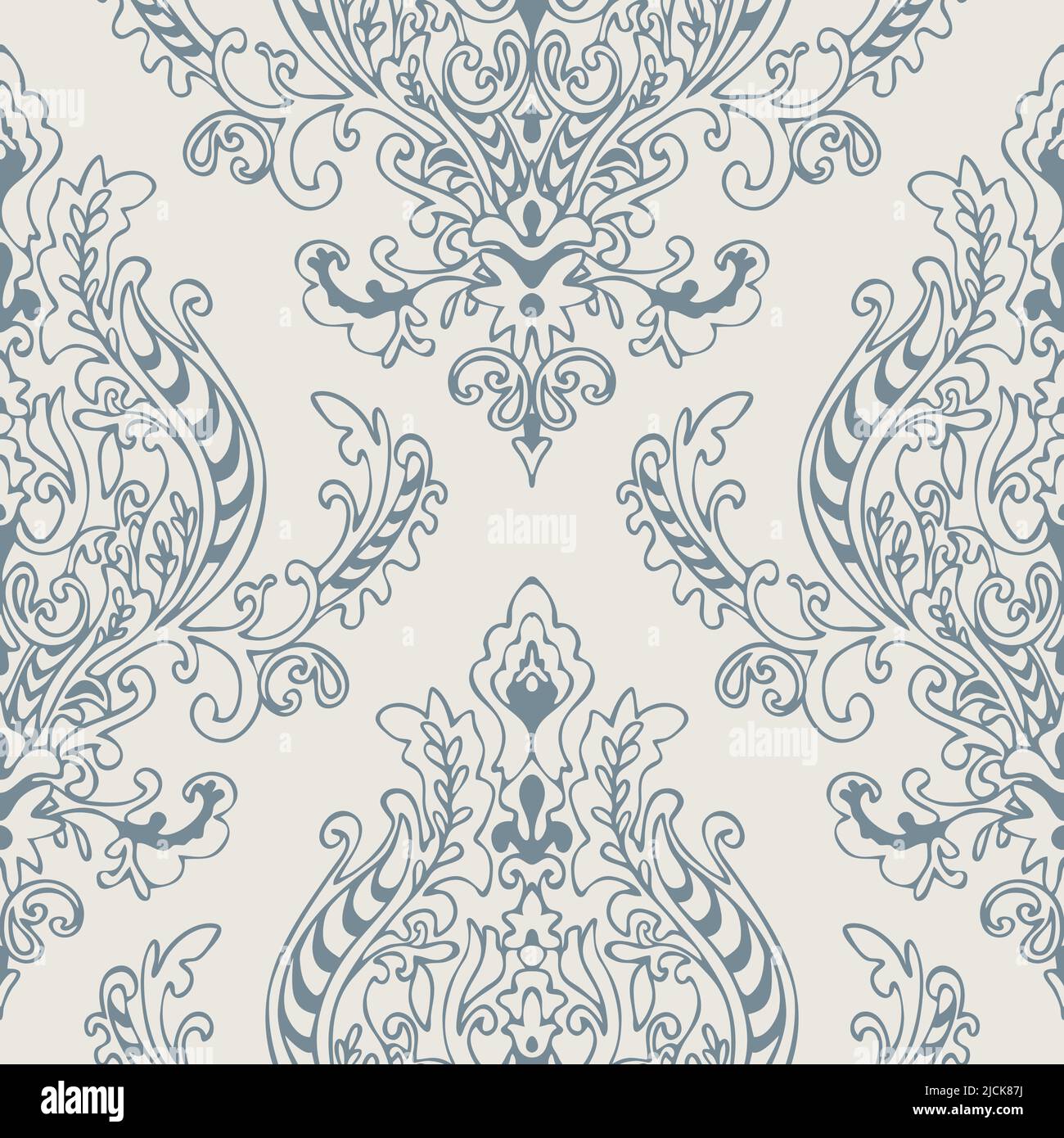 Seamless vector pattern with baroque style wallpaper design on cream ...