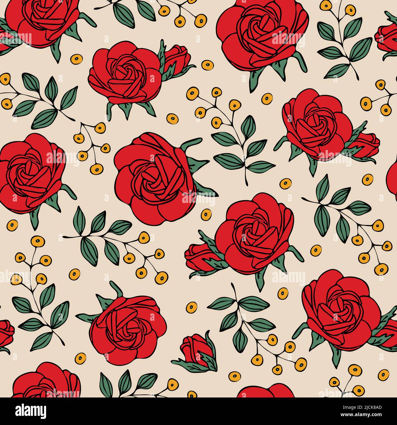 Seamless red rose pattern hi-res stock photography and images - Alamy