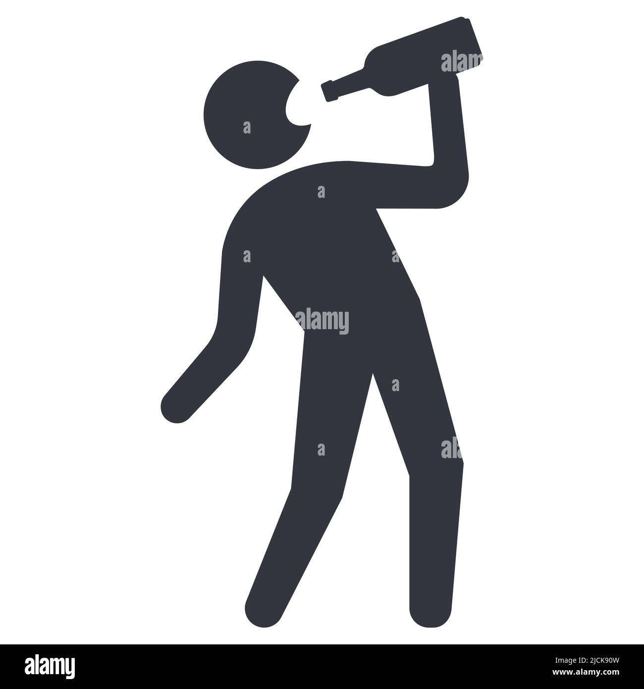 icon of a drunk person drinking alcohol from a bottle. flat vector ...