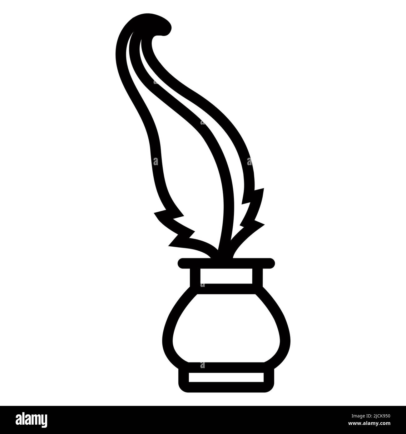 black icon of inkwell and pen of writer and poet. flat vector ...