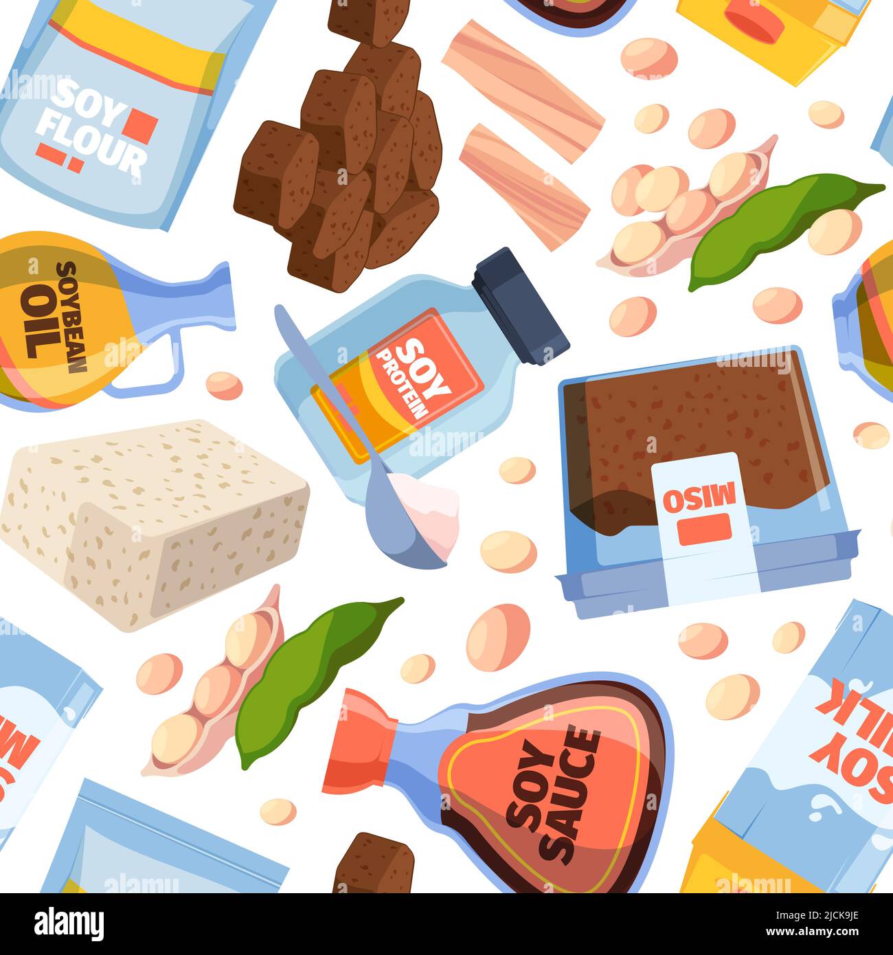 Soya products pattern. Vegetarian healthy natural soya food garish ...