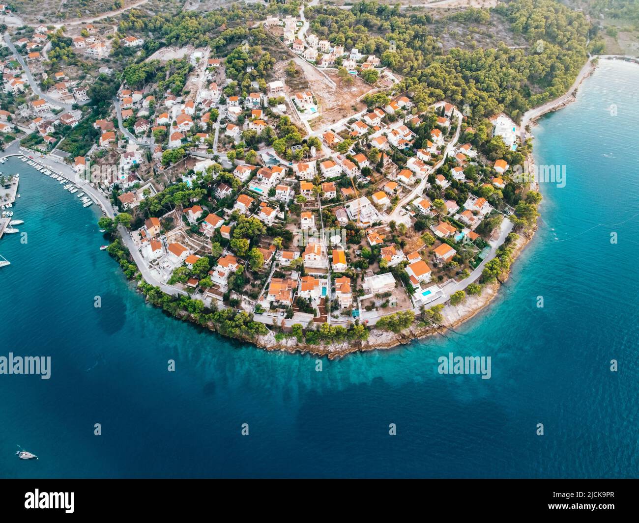 POVLJA, CROATIA - August 2020: Beautiful village Povlja on island Brac ...