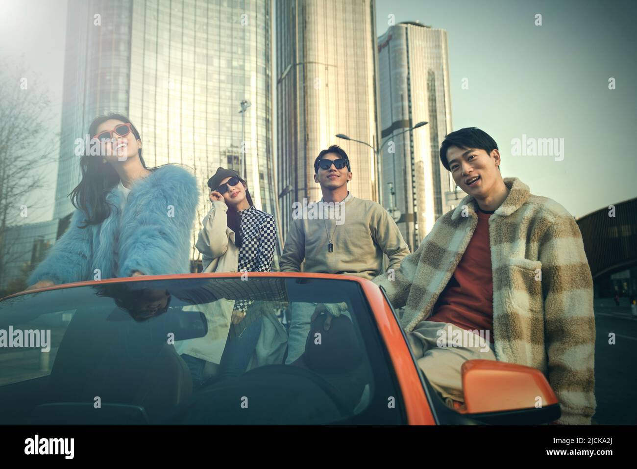 Fashion and personality of young people drive cars to go for a drive ...