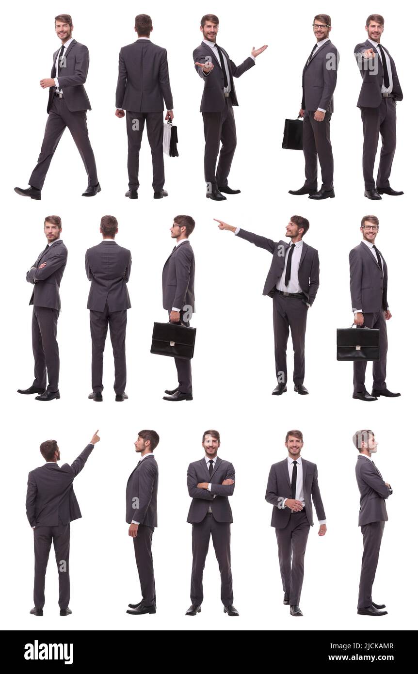 collage of photos of a successful businessman. isolated on white Stock ...
