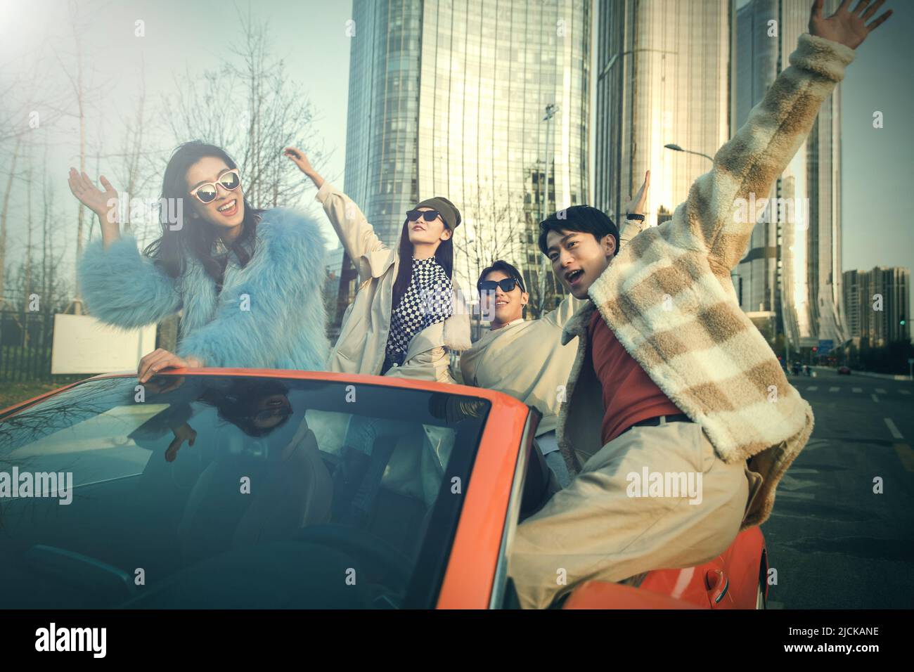 Fashion and personality of young people drive cars to go for a drive ...