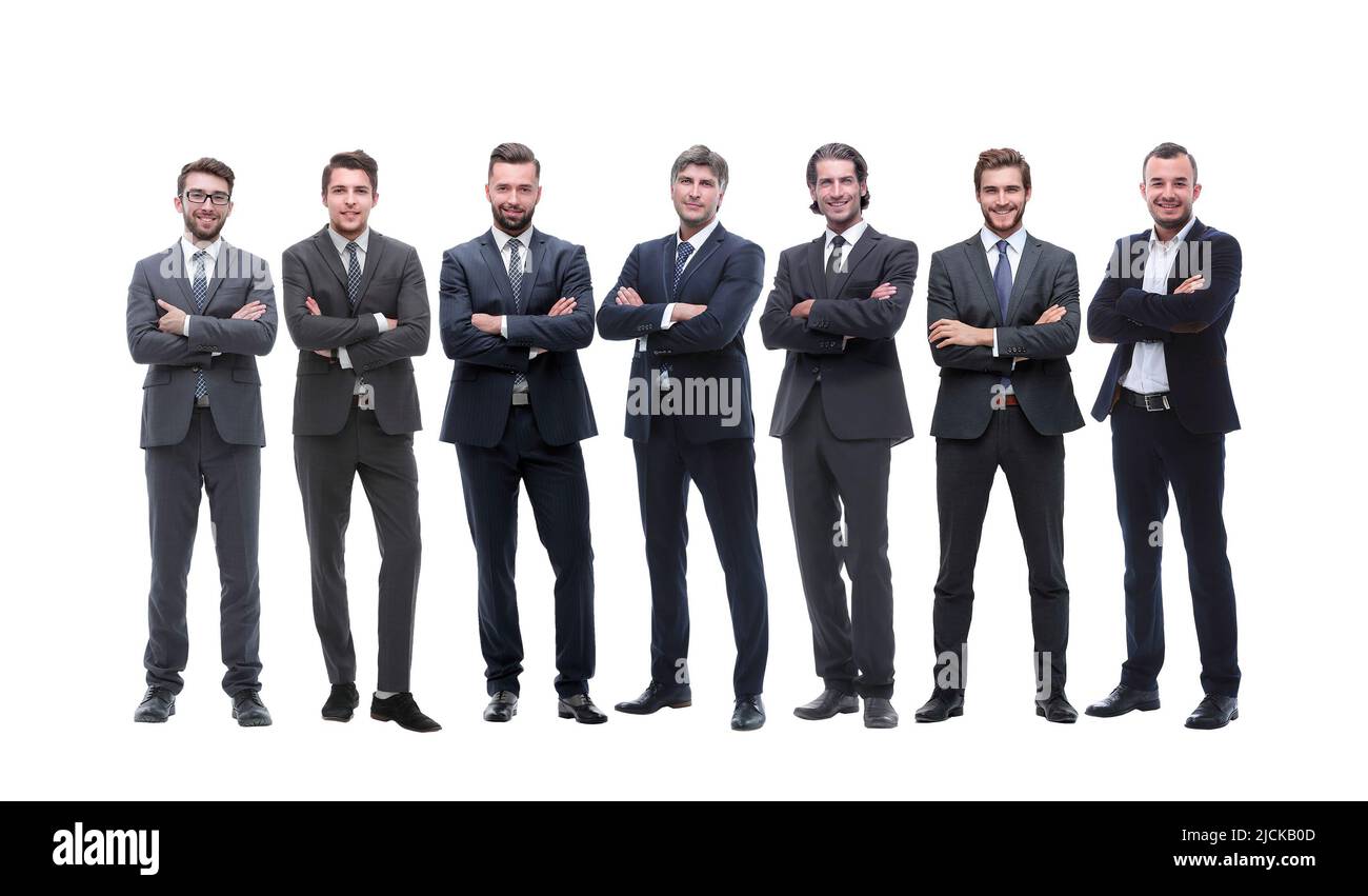group of successful entrepreneurs standing together. isolated on white ...