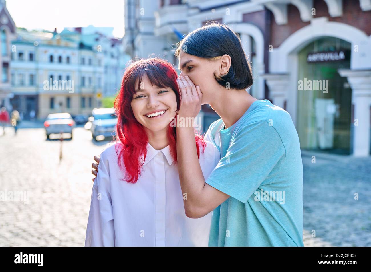 Conversation boy girl surprise hi-res stock photography and images - Alamy