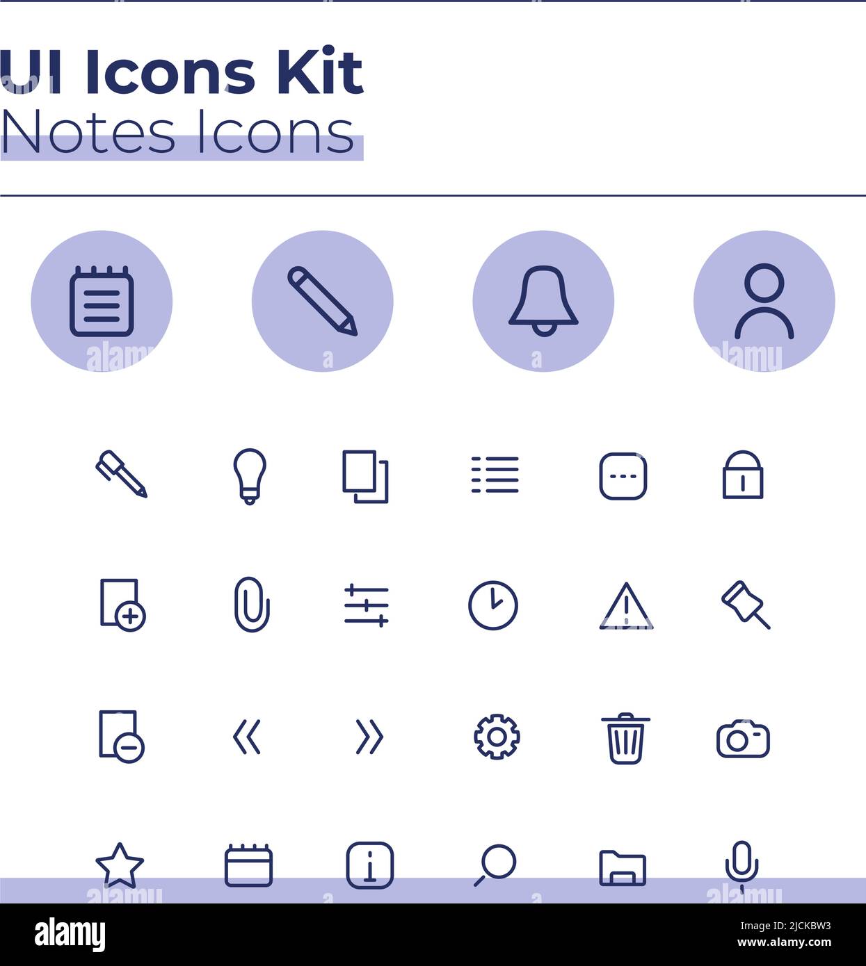 Notes UI icons kit Stock Vector Image & Art - Alamy