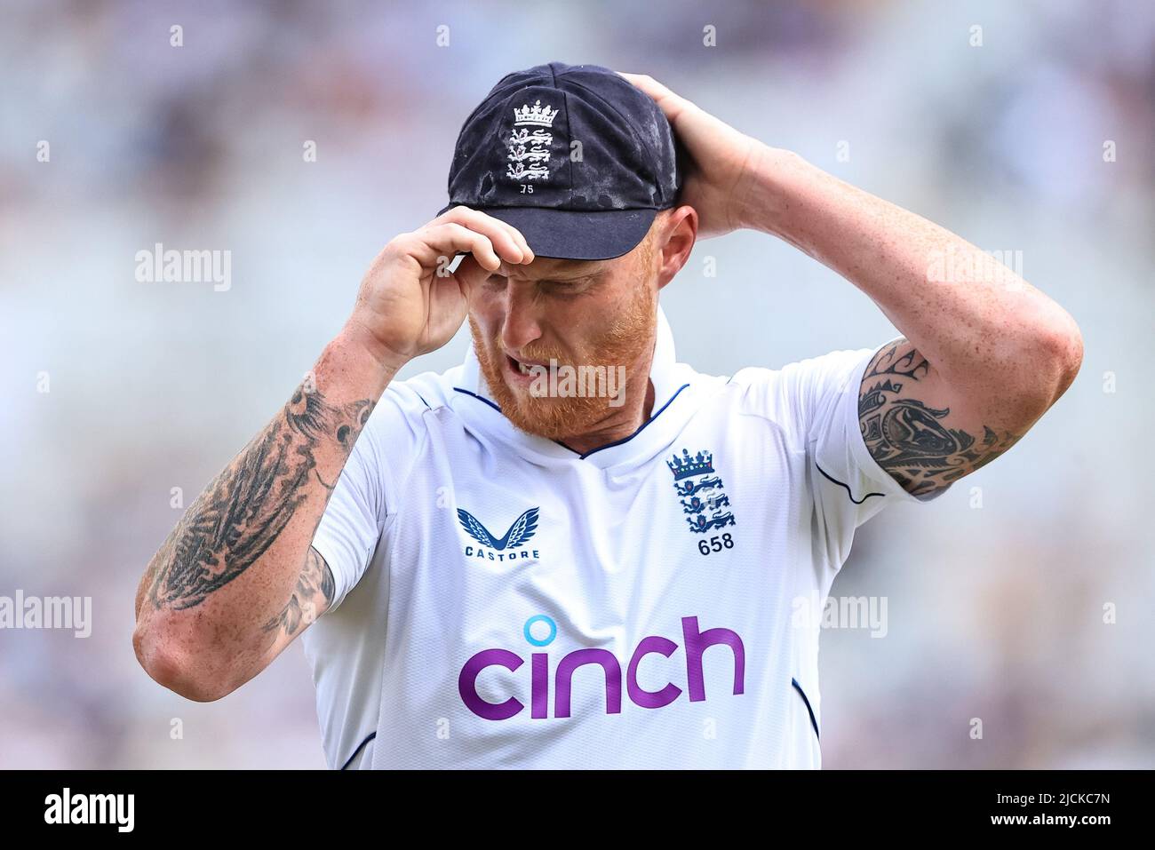 Ben Stokes of England puts his hat on Stock Photo - Alamy