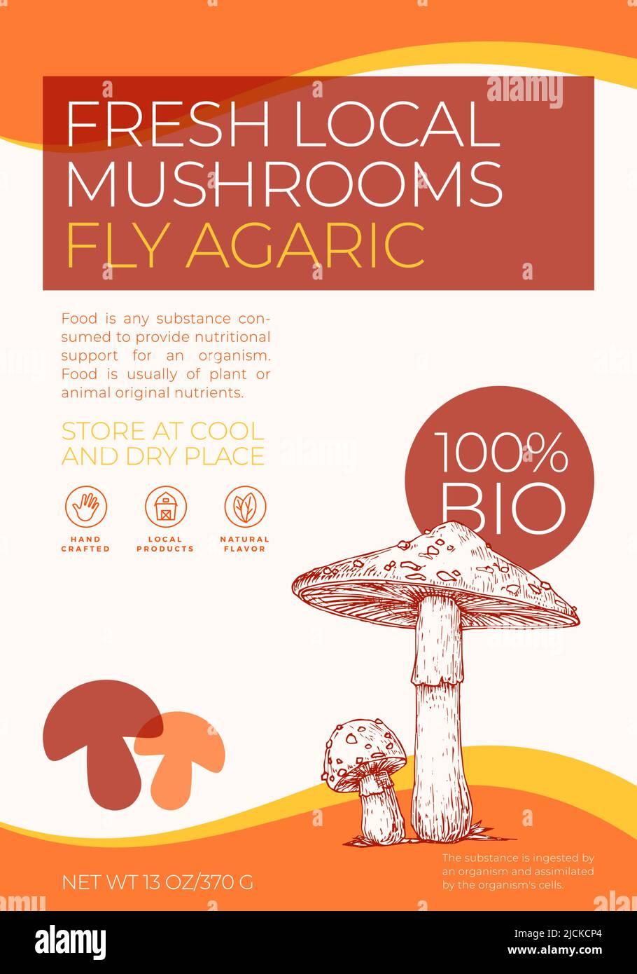 Fresh Local Mushrooms Label Template. Abstract Vector Packaging Design ...