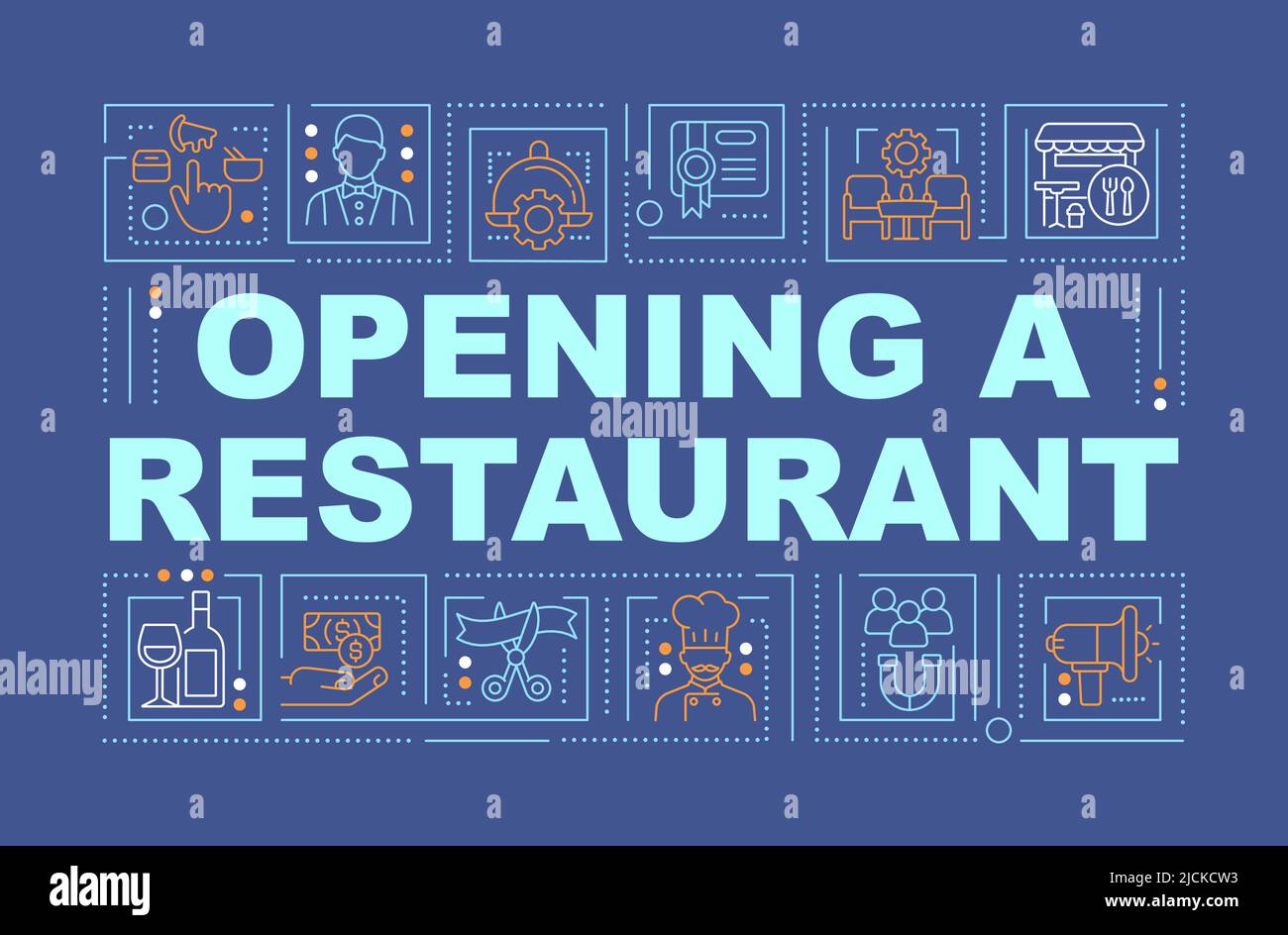 Starting small restaurant word concepts dark blue banner Stock Vector ...