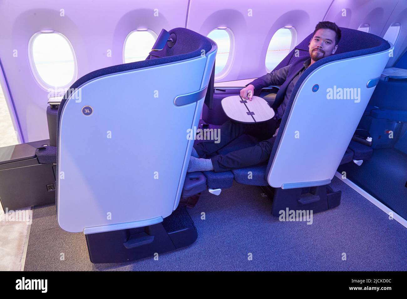 Finnair business class interior hi-res stock photography and images - Alamy