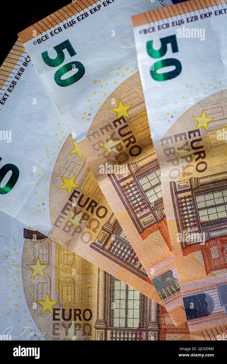 closeup of 50 euro banknotes Stock Photo - Alamy
