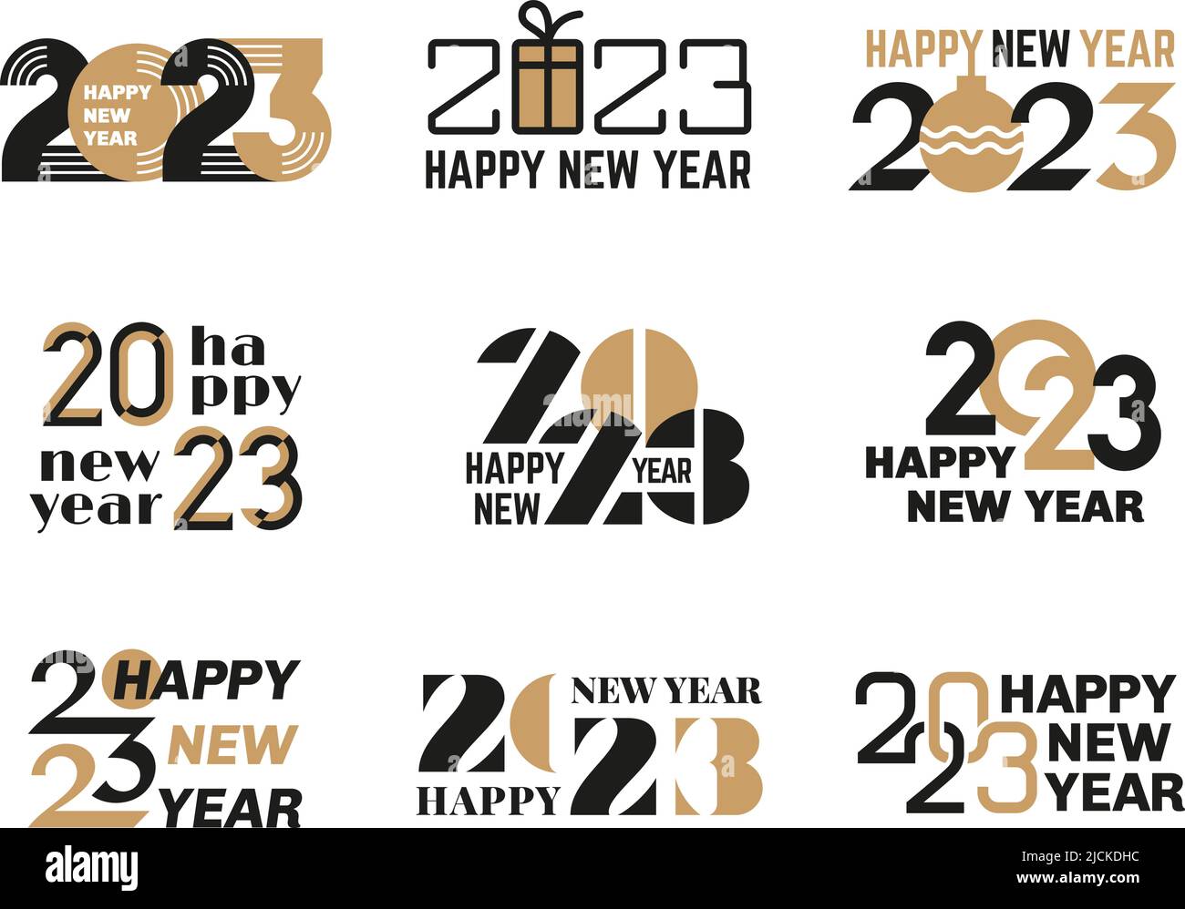 Creative 2023 numbers signs. Happy new year number design, calendar ...