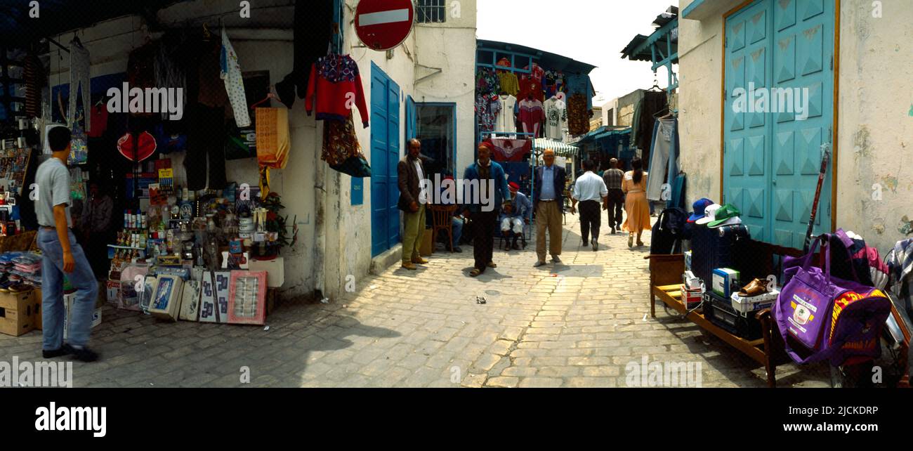 Sousse Tunisia People Walking Down Street Shopping at Souk Stock Photo ...