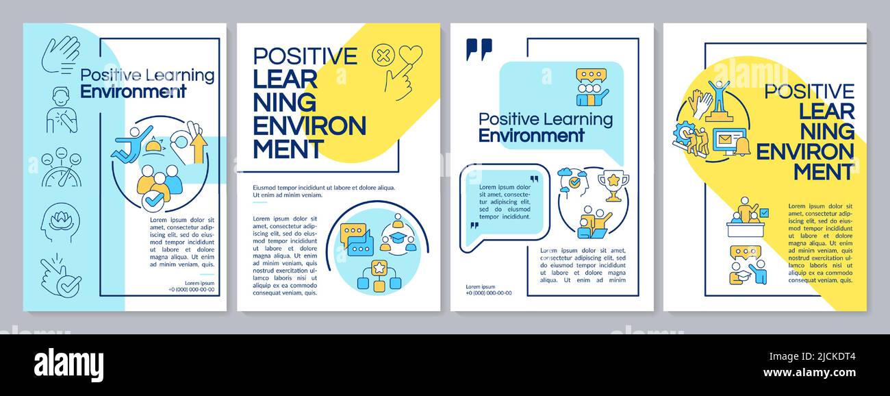Positive learning environment blue and yellow brochure template Stock ...